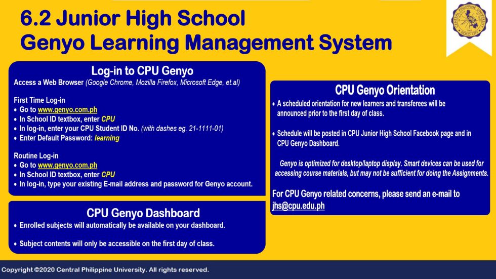 ENROLLMENT PROCESS FLOW ALL LEVELS - Central Philippine University