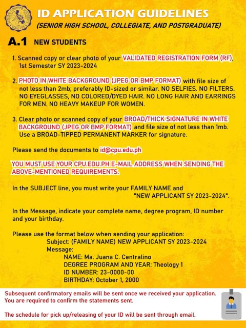 ID APPLICATION GUIDELINES SY 2023-2024 - Central Philippine University