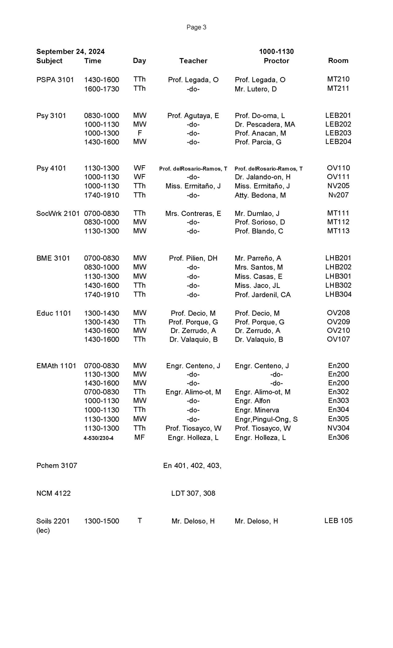 Final Schedule of Prelim Examinations for the 1st Semester A.Y. 2024 ...