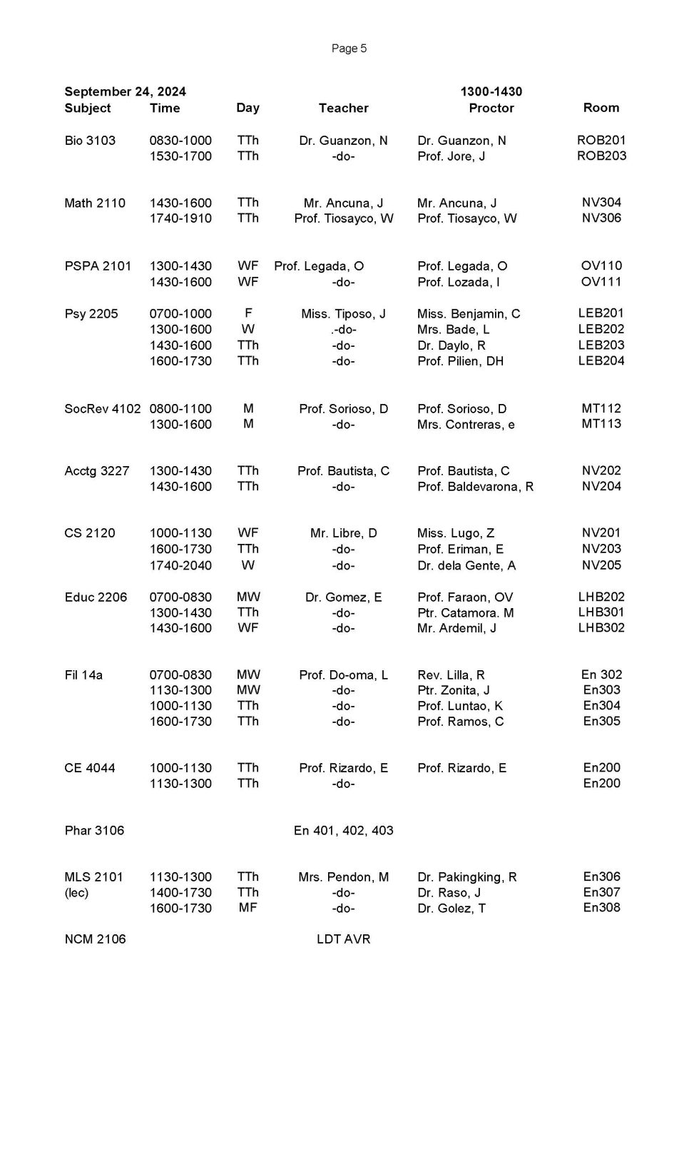 Final Schedule of Prelim Examinations for the 1st Semester A.Y. 2024 ...