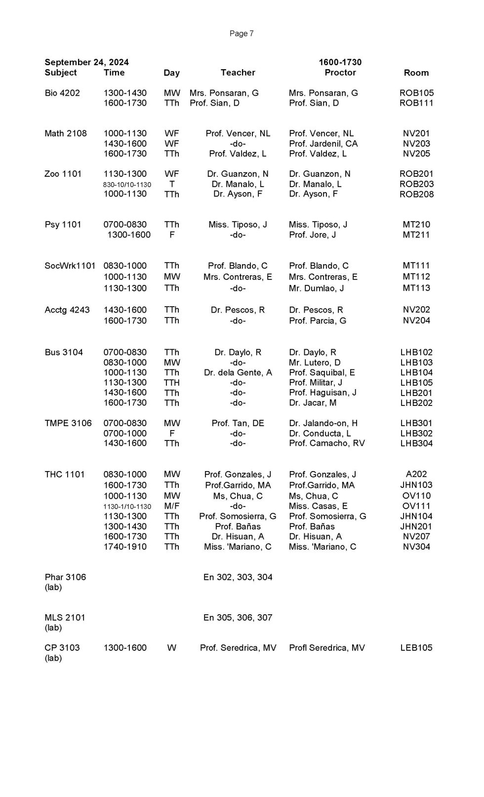 Final Schedule of Prelim Examinations for the 1st Semester A.Y. 2024 ...