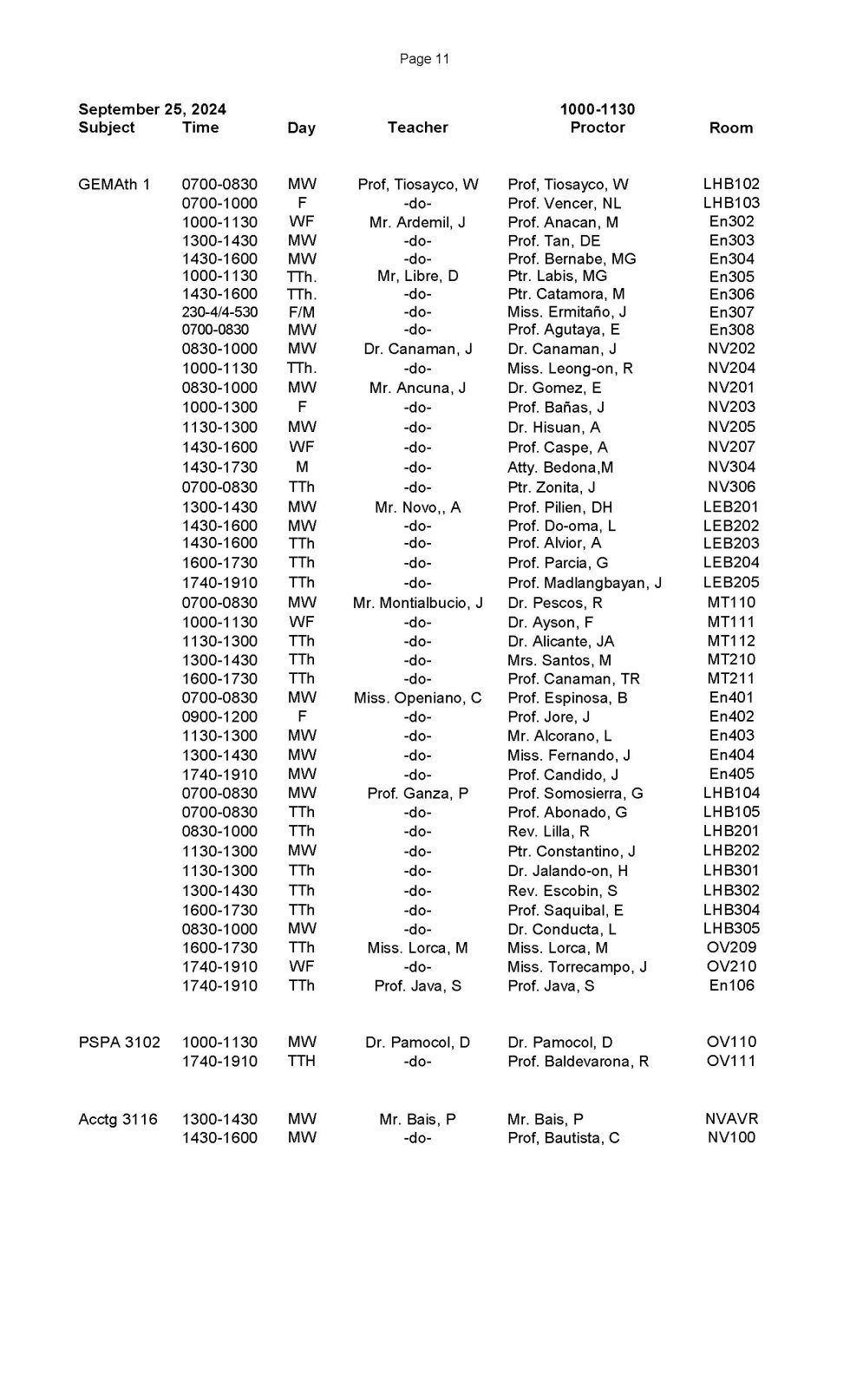 Final Schedule of Prelim Examinations for the 1st Semester A.Y. 2024 ...