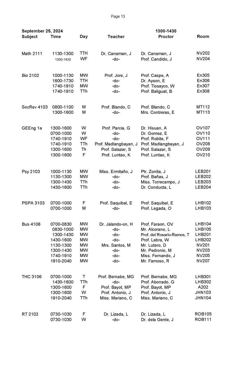Final Schedule of Prelim Examinations for the 1st Semester A.Y. 2024 ...
