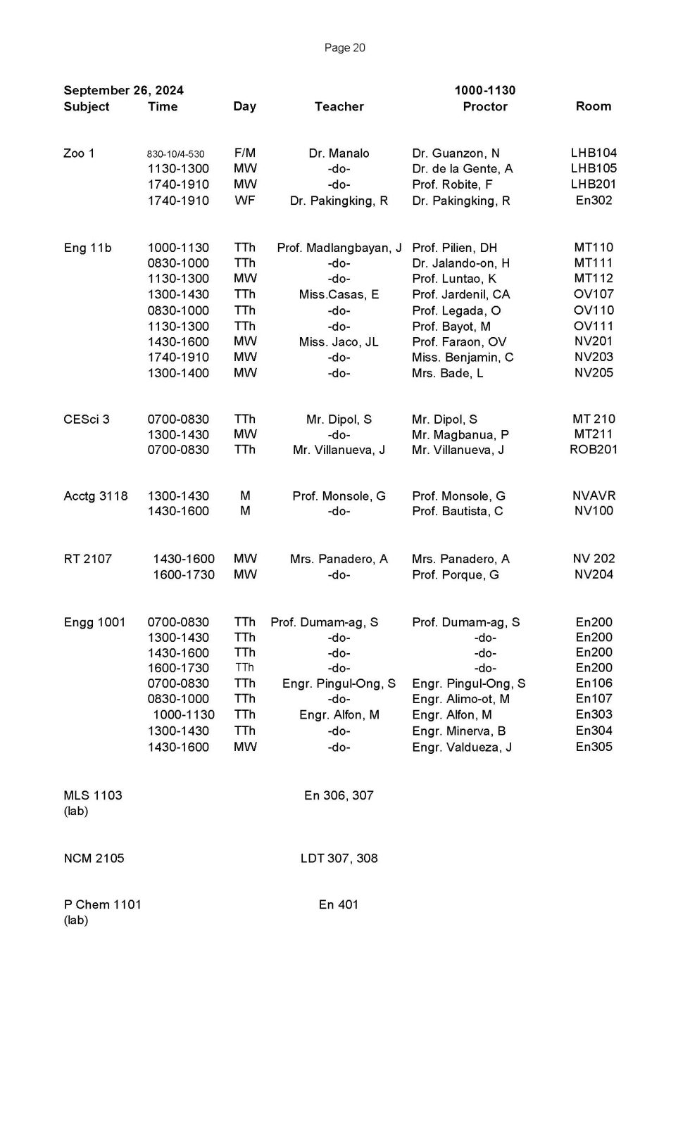 Final Schedule of Prelim Examinations for the 1st Semester A.Y. 2024 ...
