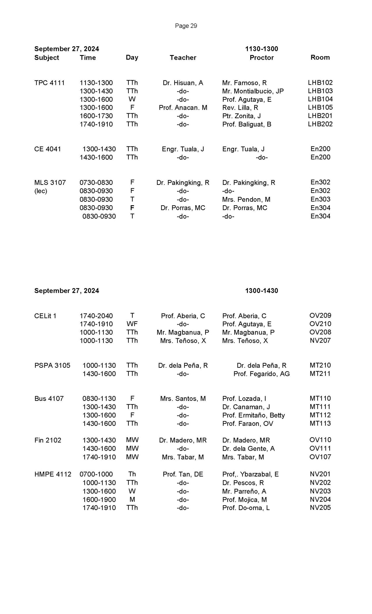 Final Schedule of Prelim Examinations for the 1st Semester A.Y. 2024 ...