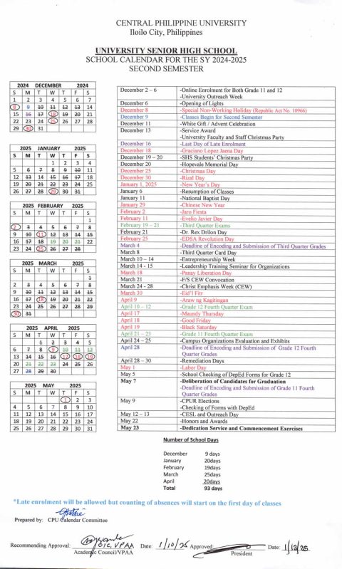 School Calendars - Central Philippine University