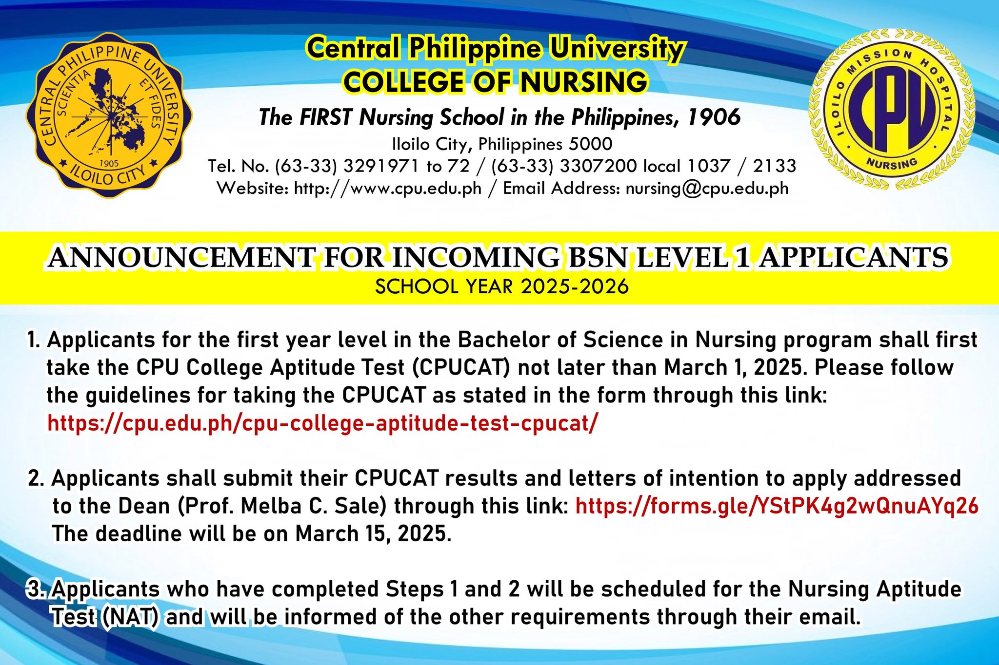 Admission Procedure - Central Philippine University